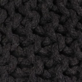 vidaXL Ručně pletený bavlněný taburet 50 x 35 cm černý