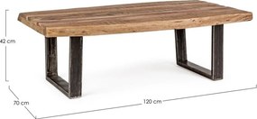 Černý/v přírodní barvě konferenční stolek s deskou z akácie 70x120 cm Elmer – Bizzotto
