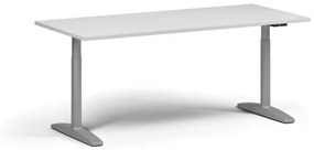Výškově nastavitelný stůl OBOL, elektrický, 675-1325 mm, deska 1800x800 mm, šedá zaoblená podnož, bílá