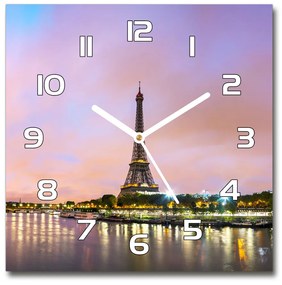 Wallmuralia Skleněné hodiny čtverec Eiffelova věž Paříž 30x30 cm