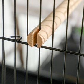 Ptačí klec PawHut na kolečkách Velká dvoupatrová voliéra s vyjímatelnými zásobníky, krmítky a bidly pro kanáry aandnbsp;and budgie 51.5x50x140 cm Čer…