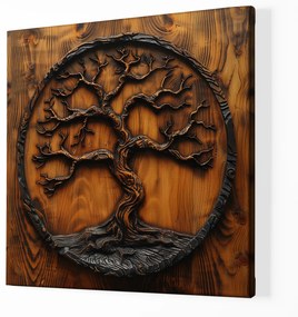 Obraz na plátně - Strom života Sedull, dřevo styl FeelHappy.cz Velikost obrazu: 40 x 40 cm