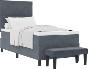 Postel s boxspringem s čelo Tmavě šedá 190 x 90 cm samet 3344547