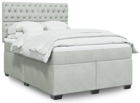 Box spring postel s matrací světle šedá 140x190 cm samet 3293212