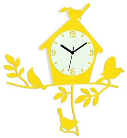 Nástěnné hodiny Birdie žluté