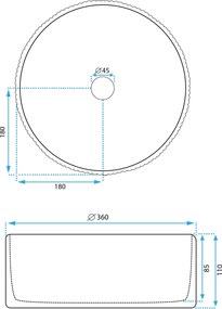 Umyvadlo na desku Rea Delia 36 cm bílé