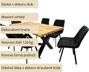 Vikio Jídelní set pro 6 osob 140x90 cm dub-černá VJS114-61C
