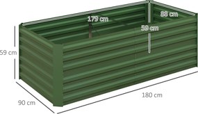 Vyvýšený zahradní záhon Outsunny z oceli, rostlinný záhon, studený rám, skládatelná nádoba na rostliny 180x90x60cm pro zahradu, balkon, terasu, zelen…