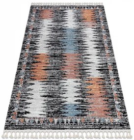 Moderní koberec BELLE BR23A černý / růžový střapce velikost 180x270 cm | krásné koberce cz