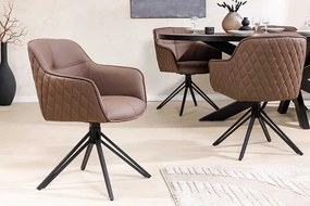 Designová otočná židle Natasha hnědá kůže