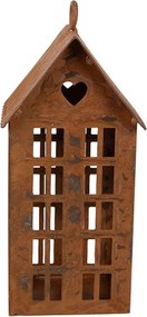 Rezavý svícen ve tvaru domku Rustic Charm - 7*8*15 cm
