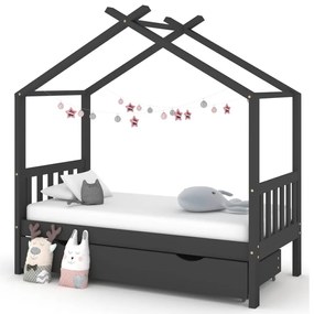 Rám dětské postele se zásuvkou tmavě šedý borovice 80x160 cm - Default Title