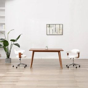 Otočná jídelní židle bílá ohýbané dřevo a umělá kůže,  287416