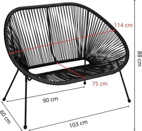 Ratanová zahradní pohovka SPRINGOS LOA GF0088 černá