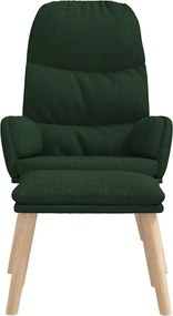 Relaxační křeslo se stoličkou tmavě zelené textil 3097347
