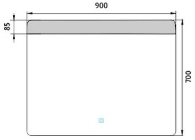 Nimco LED zrcadlo 900x700 s dotykovým senzorem ZP 23019V