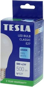 TESLA BL270560-8 - LED bulb žárovka E27, 5W, 500 lm, 6500K, studená bílá