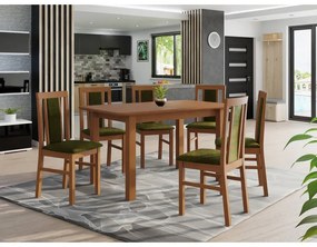 Rozkládací stůl se 6 židlemi - AL65, Barva dřeva: ořech, Potah: Zetta 297