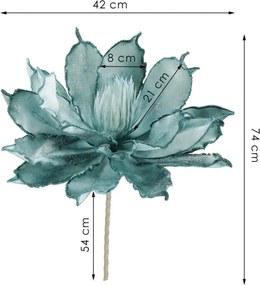 Lotos na stonku 42x74cm tyrkysový, vánoční dekorace
