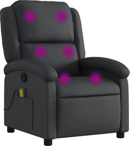Masážní polohovací křeslo černé z pravé kůže 3205924
