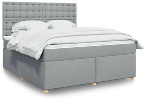 Box spring postel s matrací světle šedá 180 x 200 cm textil