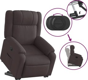 Zvedací polohovací křeslo tmavě hnědé textil 3205207