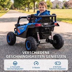 AIYAPLAY 12V elektroauto pro děti, funkce dálkového ovládání, pás, klakson, LED světla, USB port, pro 3-5 let, Modrá