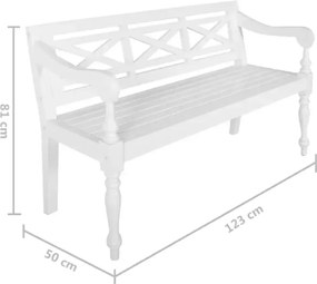vidaXL Marketos Lavice Batavia 123 cm masivní mahagon bílá
