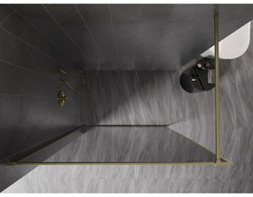 Mexen, Mexen Kioto-XF sprchová stěna s rámem 90 x 202 cm, grafit 10 mm, zlatý kartáč - 800-090-104-55-40-X