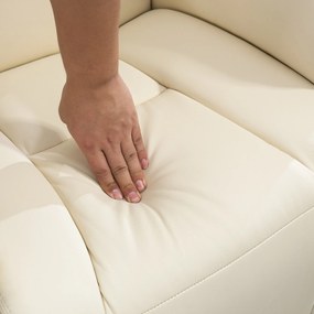 HOMCOM Relaxační křeslo s nastavitelnou opěrkou a 360° otočením, umělá kůže, do 150 kg, pro obývací pokoj, ložnici, domácí kino, krémové