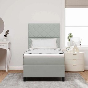 Postel s boxspringem s polštářem Světle šedá 90 x 190 cm samet 3339866