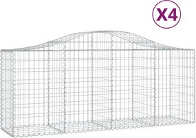 Klenuté gabionové koše 4 ks 200x50x80/100 cm pozinkované železo 3145621