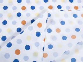 Biante Bavlněný závěs Sandra SA-120 Modré a hnědé puntíky na bílém 150x240 cm