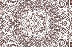 Samolepící tapeta Mandala harmonie na hnědém pozadí - 225x150 cm
