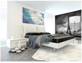 DIMEX | Vliesové fototapety na zeď Retro auto v Paříží MS-5-0027 | 375 x 250 cm| černobílá, červená
