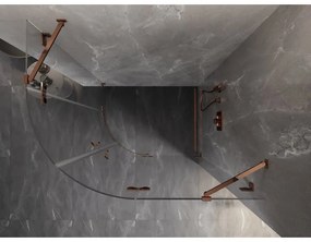 Mexen Lunar, pravý půlkruhový sprchový kout 100 x 70 cm, 8mm čiré sklo, profil růžové zlato, 833-100P-070L-60-00