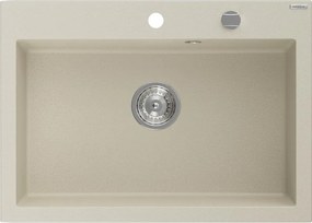 Mexen Elix granitový dřez 1-komorový 700 x 500 mm, béžový, sifon chrom - 6526701005-69