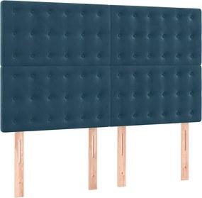 Čelo postele tmavě modré 144x5x118/128 cm sametové 3116818