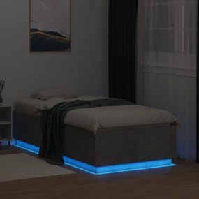 Rám postele s LED osvětlením betonově šedý 90 x 190 cm kompozit 3209663