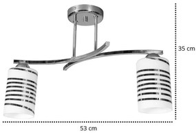 Stropní svítidlo Cobi, 2x bílé skleněné stínítko se vzorem,
