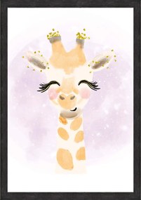 Plakát zvířátka žirafka - Obraz, Plakát Velikost: A3 - 29,7x42 cm, Volba rámu: s černým rámem, Dekorace: s dekoracemi