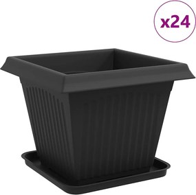 Květináče 24 ks Černá Plast 3403316