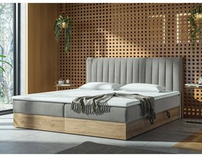 Kontinentální postel Bibiarko, Rozměr postele: 140x200, Potah: zlatý řemeslný dub / Soro 24