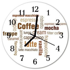 Skleněné hodiny kulaté káva