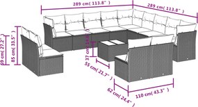 14dílná zahradní sedací souprava s poduškami černá polyratan 3218496