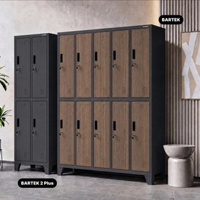 Šatní skříň 10-dveřová, antracit/ořech, 1360x1720x450 mm: BARTEK Eco Design