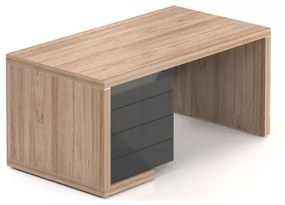 Stůl Lineart 160 x 85 cm + levý kontejner a krycí panel / Jilm světlý a antracit