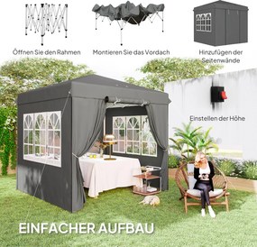 Outsunny altán 2,5x2,5 m, vodoodpudivý stabilní zimní pop-up skládací altán, UV ochrana 50+, skládací party stan zahradní stan se 4 bočními panely ta…