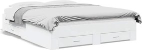 Rám postele se zásuvkami bílý 150 x 200 cm kompozitní dřevo 3280377