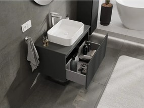 Mexen Rivel, koupelnová skříňka 80 cm s horní částí, 1 zásuvka, drážkovaná, grafitová matná, 91A20-08047-1-BFC66